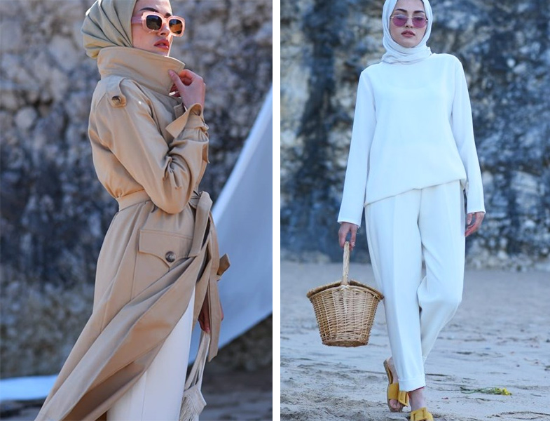 Elif Eser Camel Trençkot ve Beyaz Pantolon Modeli | Resimlerle Tesettür ...